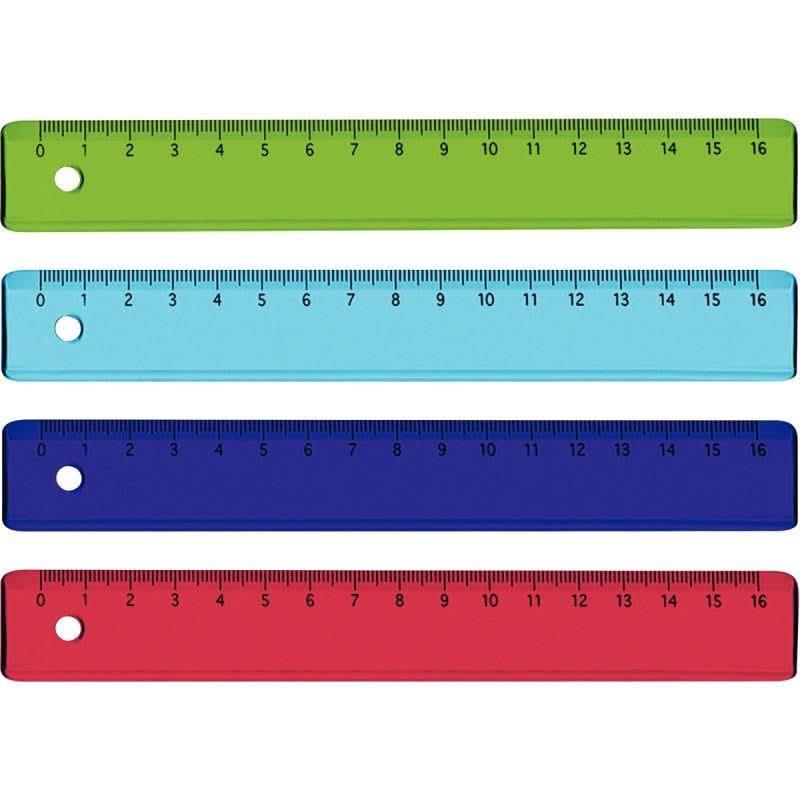 Règle en plastique 16cm coloris aléatoires